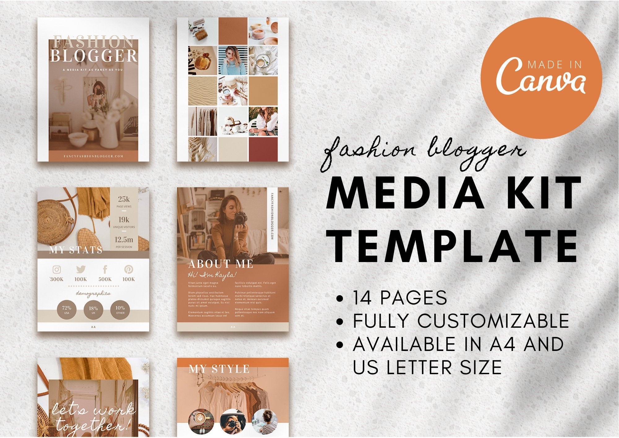 14 Pages Media Kit Template | Fashion Blogger Media Kit | Canva ...