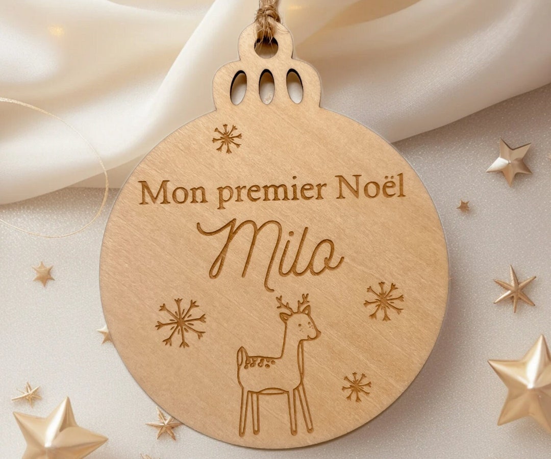 Boule de Noël en Bois Mon Premier Noël personnalisée - Etsy France