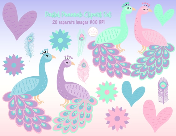 Pastel Peacock Clipart Peacock Clipart Peacock Png Heart - Etsy