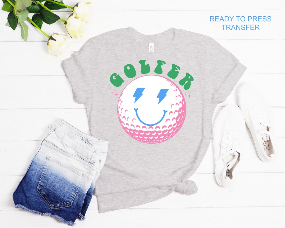 Retro Golf Smiley Face Tshirt Transfer - DTF Tshirt Heat Transfer ...
