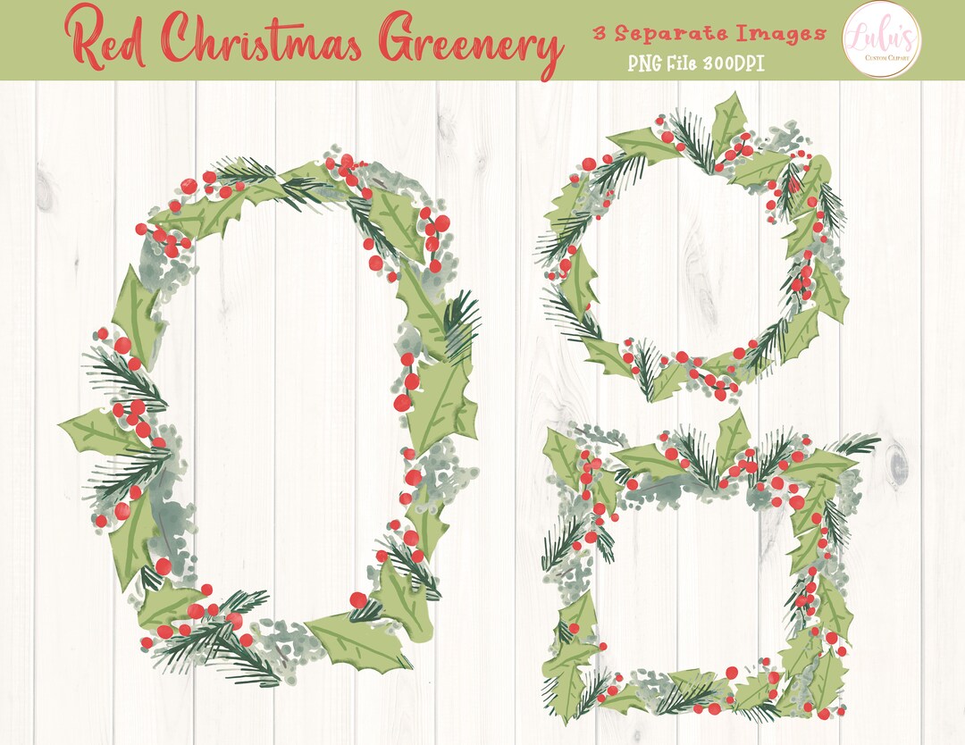 Christmas Greenery Frame Clipart - Greenery Frame Clipart- Greenery ...