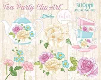 Tea Party Clipart - Princess Tea Party Clip Art - Tea Pot and Cups Clip ...