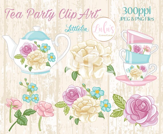 Tea Party Clipart Girls Tea Party Birthday Clip Art Tea | Etsy