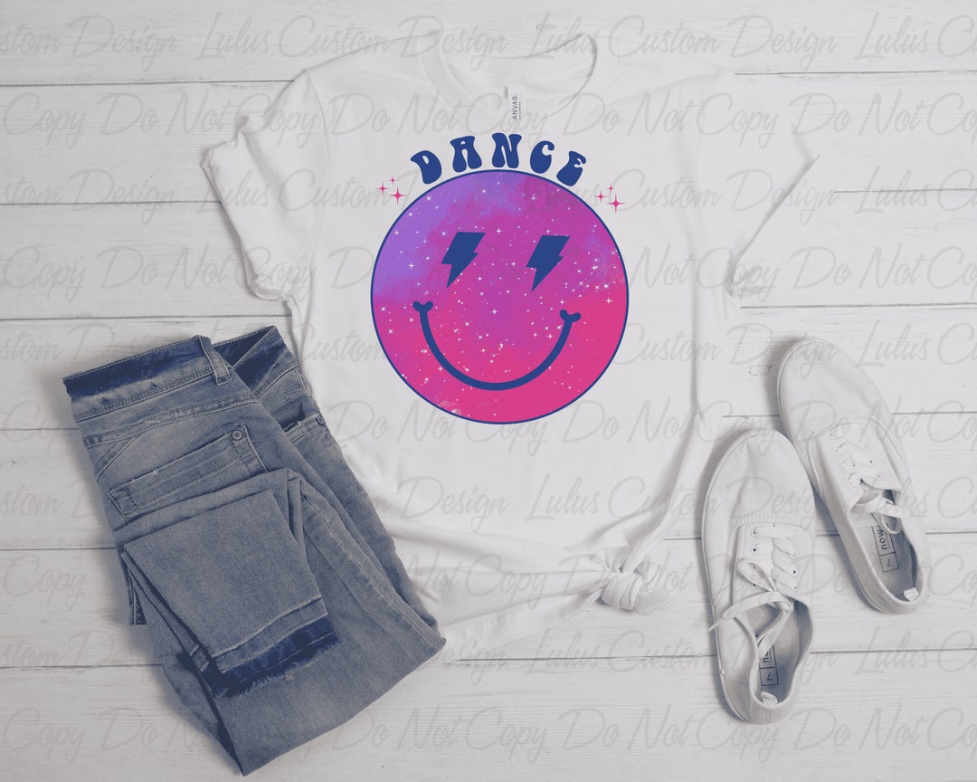 Smiley Face Dance Tshirt Transfer, Dance DTF Heat Transfer -dance DTF ...