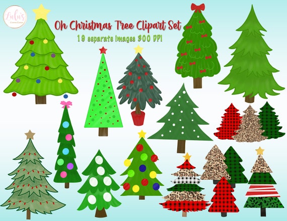 Christmas Tree Clipart Set Xmas Tree Clipart Christmas - Etsy