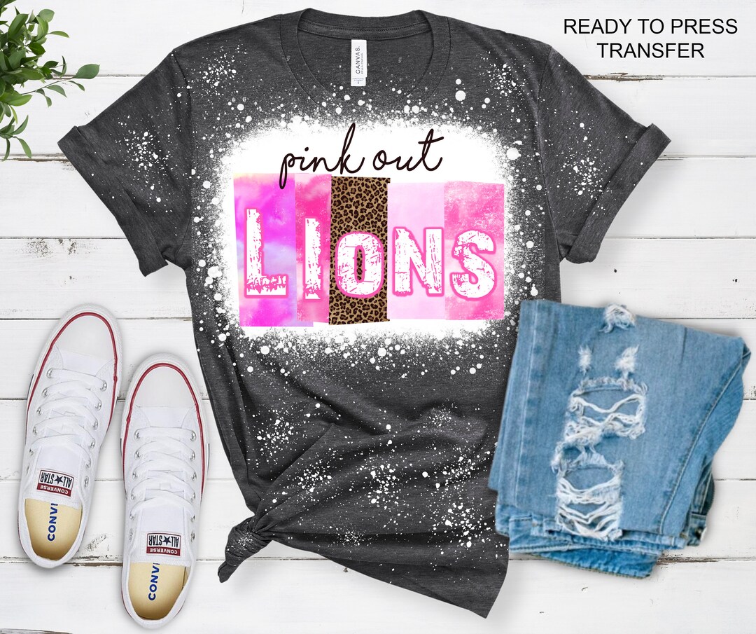 Pink Out Lions T Shirt Transfer -cancer Awareness DTF Tshirt Heat ...