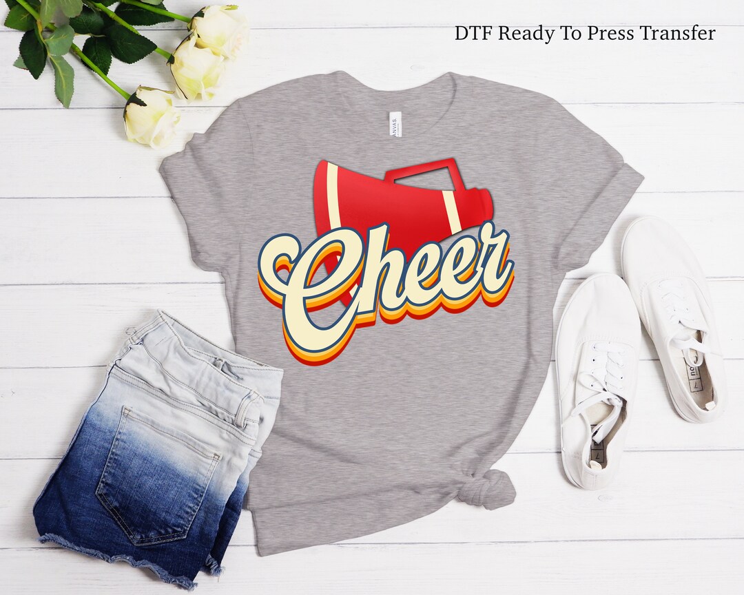 Retro Cheer Tshirt Transfer, Cheer DTF Heat Transfer -DTF Print, Full ...