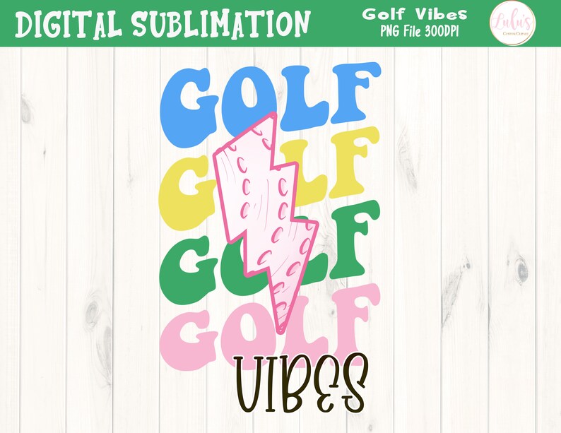 Retro Golf Lightning Bolt Sublimation - Golf Tshirt Sublimation - Golf ...