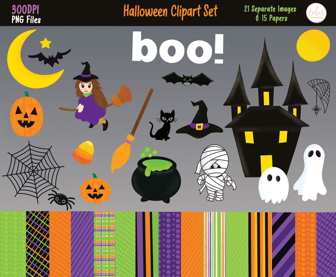 Halloween Clipart - Halloween Paper - Ghost Clipart- Jack-o-lantern ...