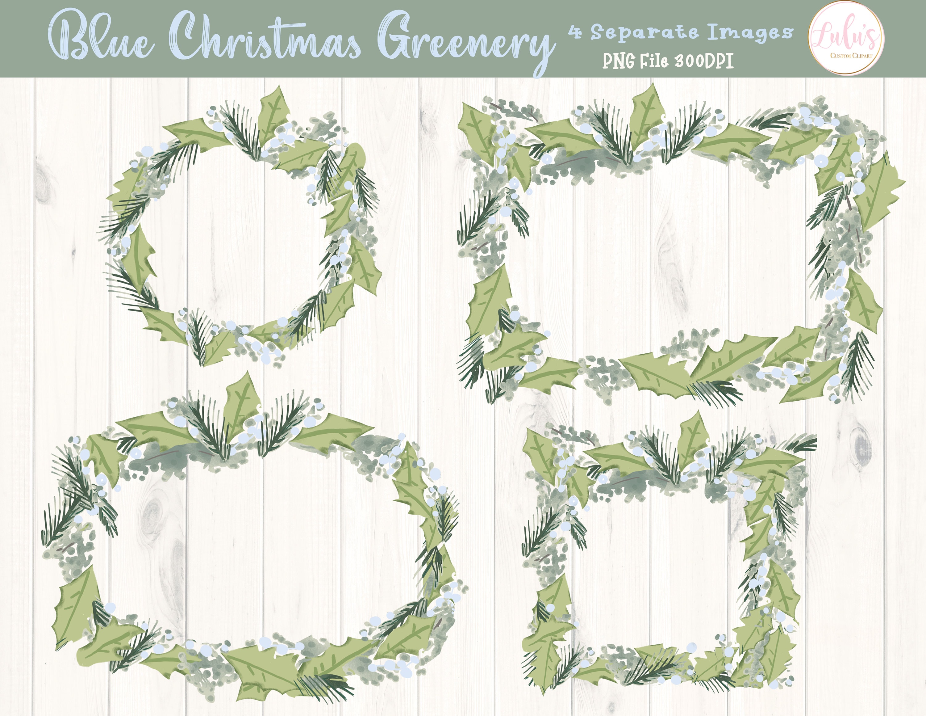 Christmas Greenery Frame Clipart - Greenery Frame Clipart- Greenery ...