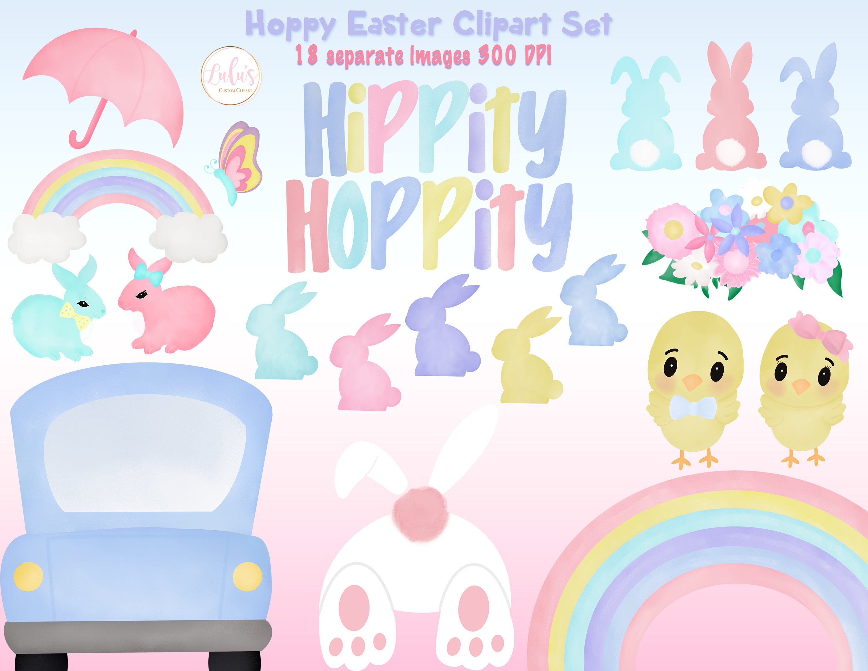 Hoppy Easter Clipart Easter Clipart Bunny Clipart Chick | Etsy