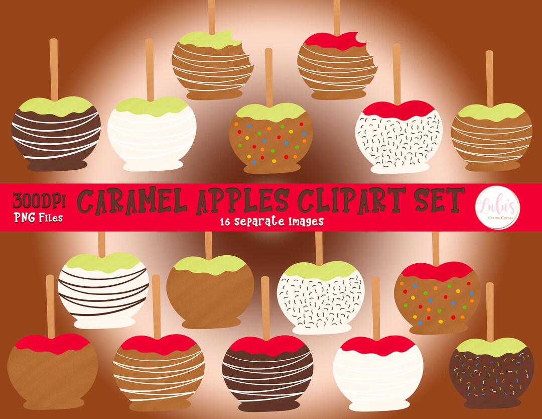 Caramel Apple Clipart - DIGITAL FILE - Etsy