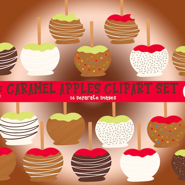 Caramel Apple Clipart - Etsy