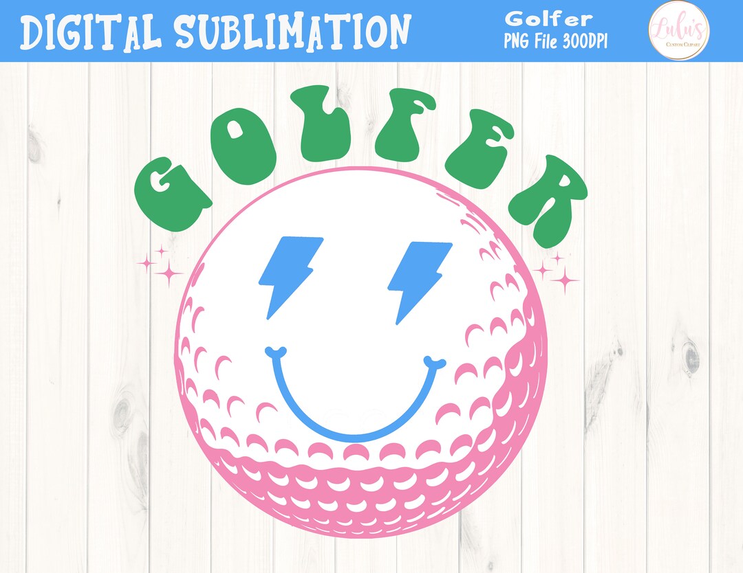 Retro Golfer Smiley Face Sublimation - Golf Tshirt Sublimation - Golf ...
