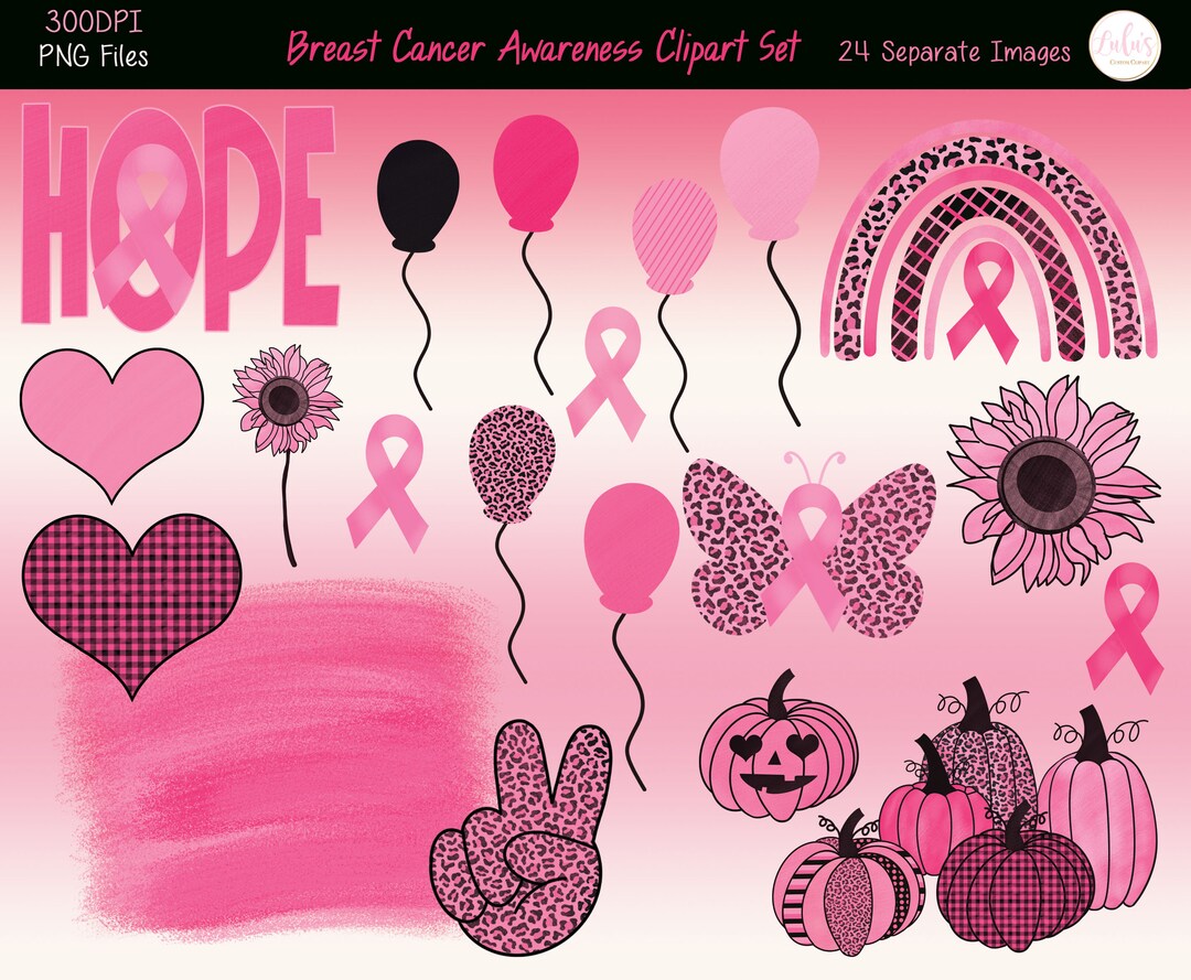 Pink Cancer Awareness Clipart - October Cancer Awareness Month - Pink ...