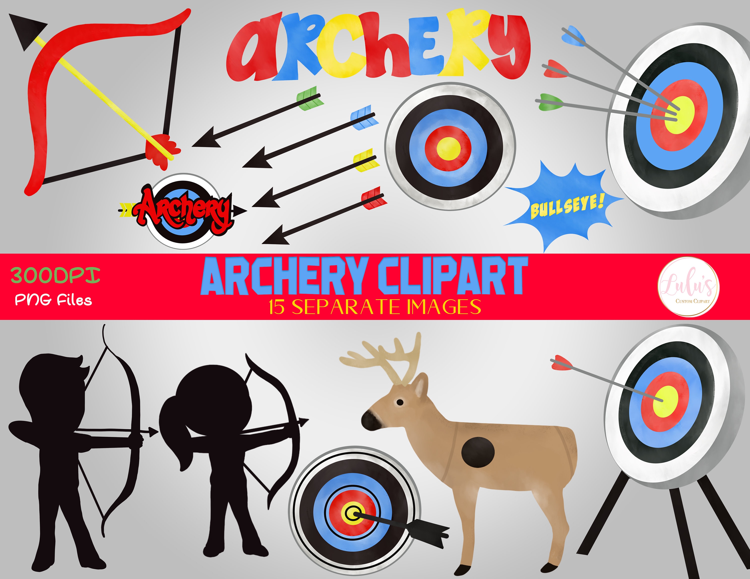 Archery Clipart Bow and Arrow Clipart target Clipart - Etsy