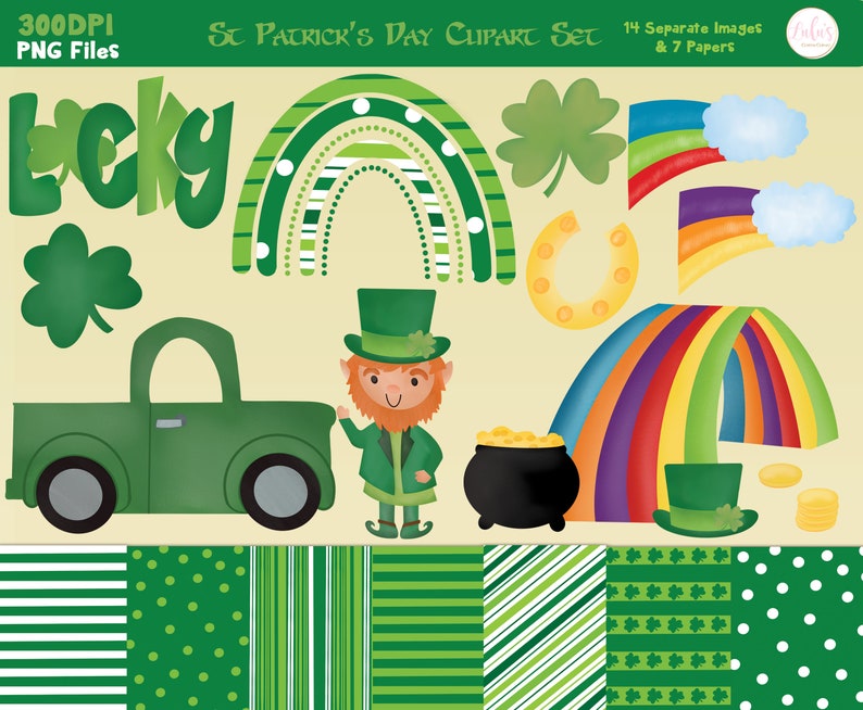 St Patricks Day Clipart - St Patricks Day Rainbow Clipart - Boho ...