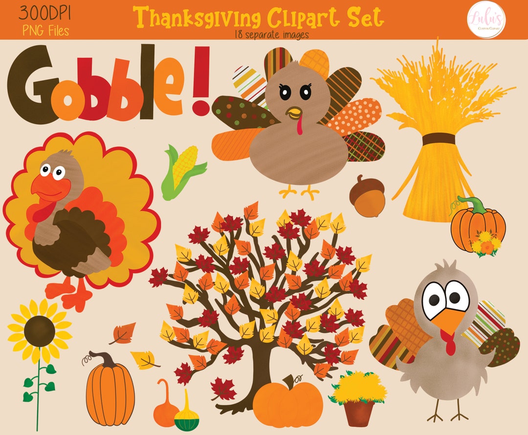 Thanksgiving Clipart - Turkey Clipart - Pumpkin Clipart - Fall Tree ...