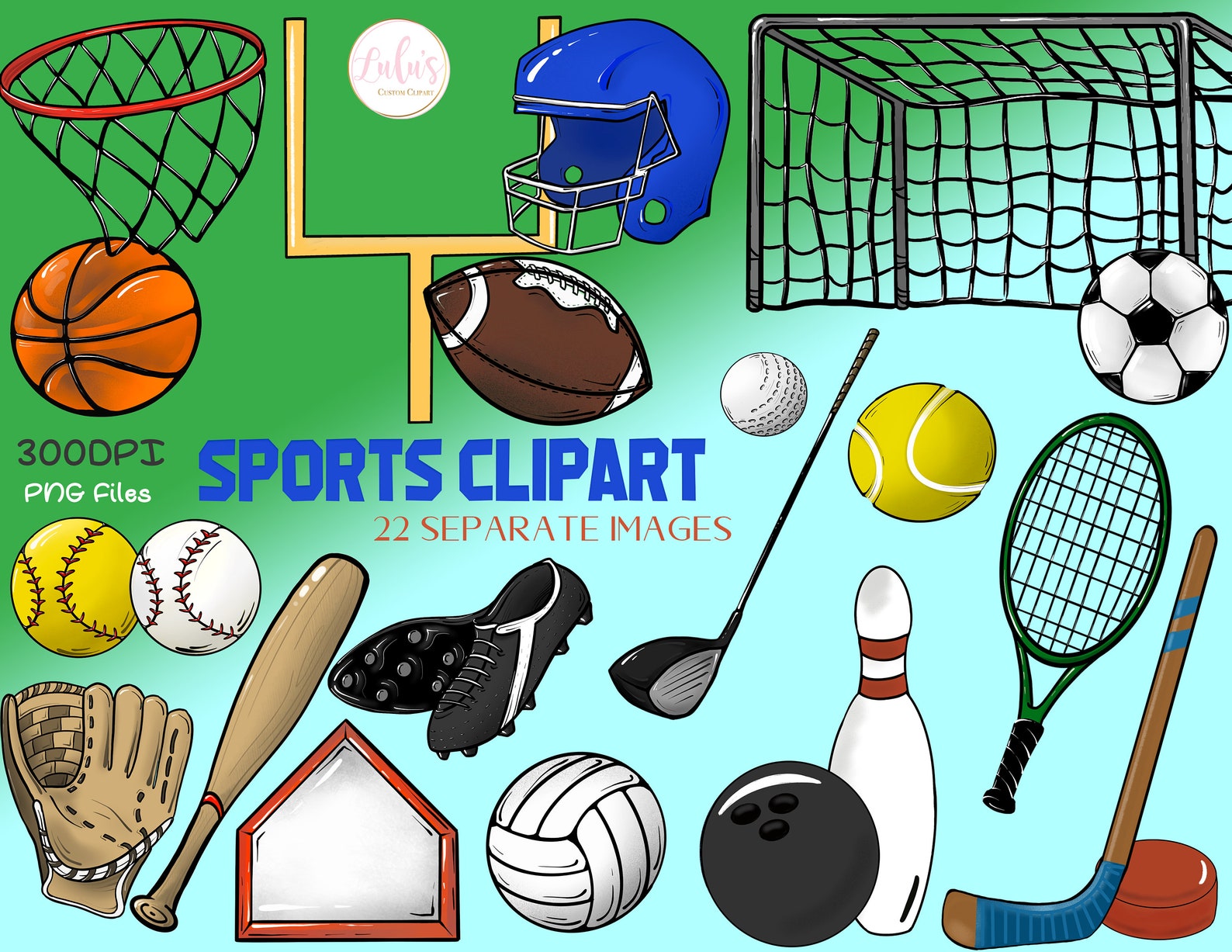 Sports Clipart Basketball Clipart Baseball Clipart - Etsy