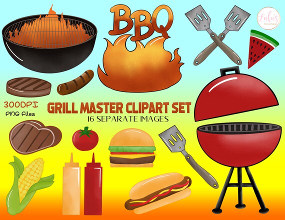 Grill Master Clipart fathers Day Clipart BBQ Clipart Grill - Etsy