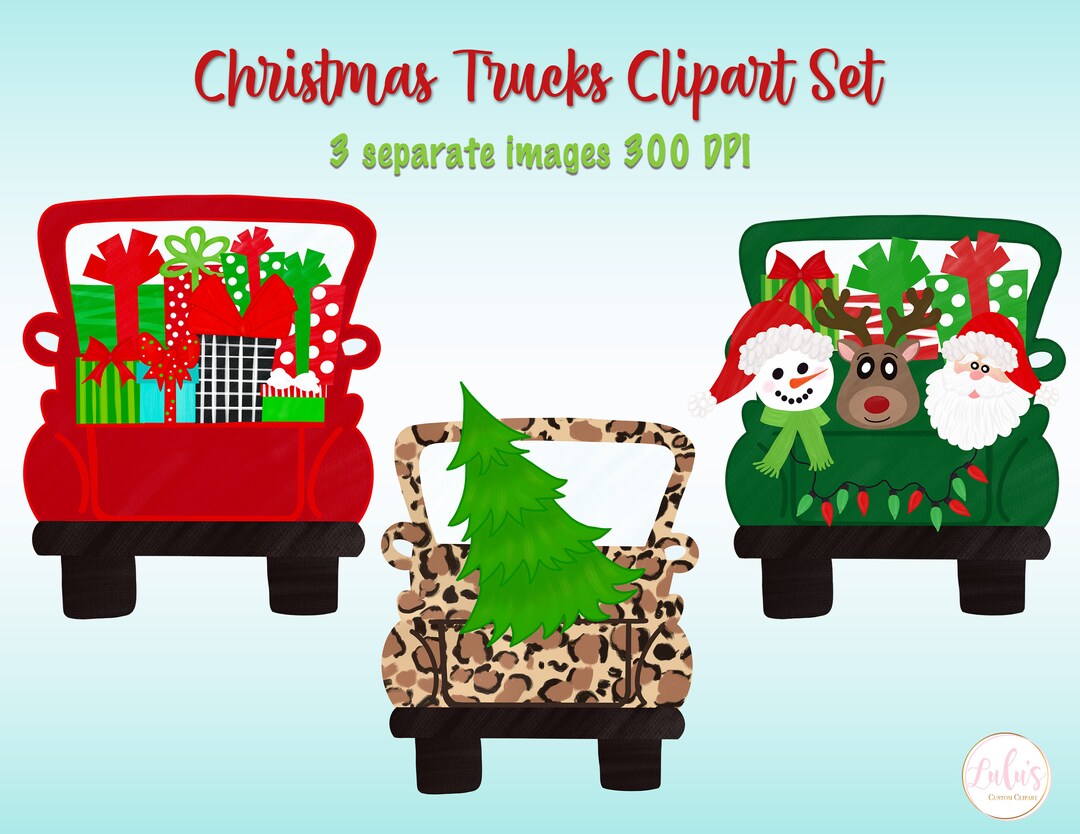 Christmas Clipart Set - Christmas Truck Clipart - Xmas Clipart - Truck ...