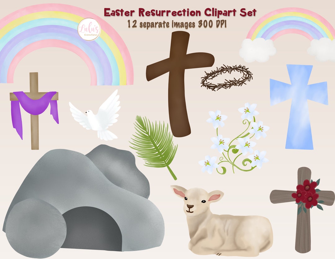 Easter Resurrection Clipart - Easter Clipart - Cross Clipart - Rainbow ...
