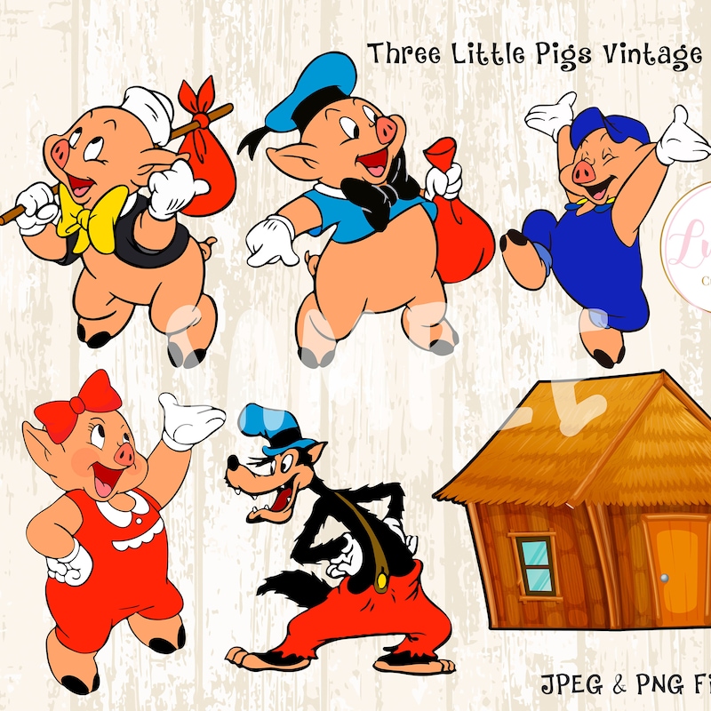 3 Little Pig Clipart - Etsy