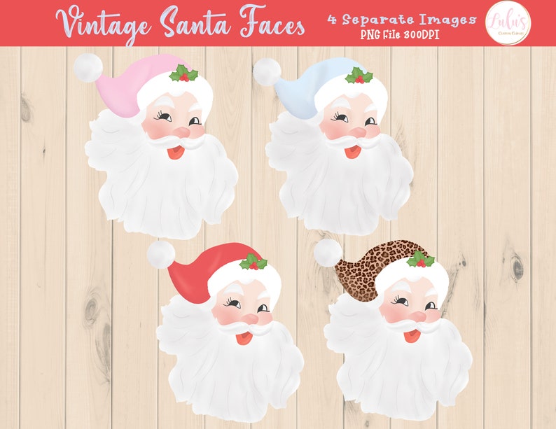 Vintage Santa Faces Clipart Christmas Clipart Santa - Etsy