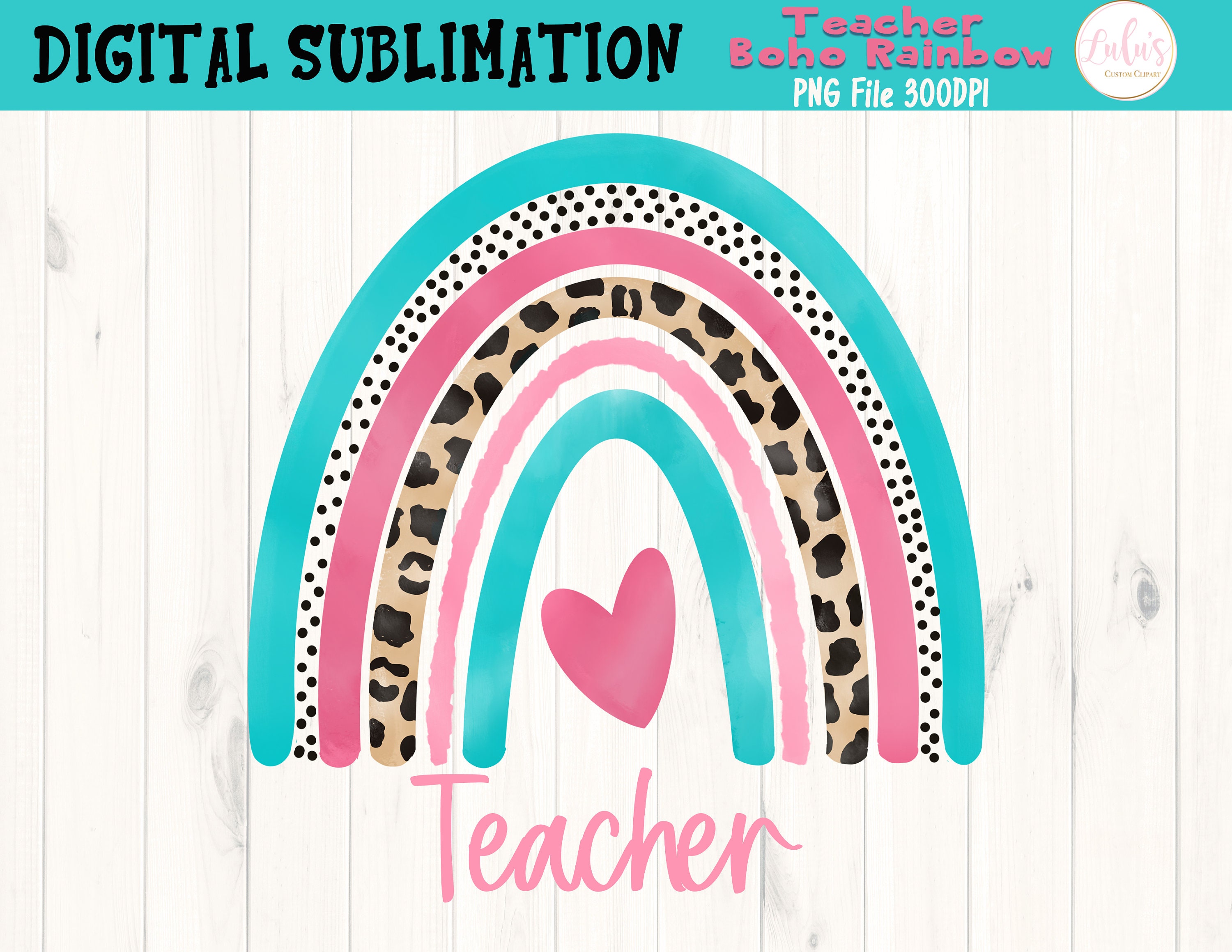 Boho Rainbow Teacher Clipart Boho Rainbow Sublimation - Etsy Ireland