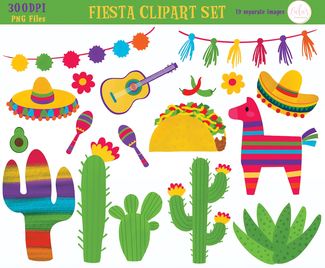 Fiesta Clipart Set - Cinco De Mayo Clipart - Taco Clipart - Fiesta ...