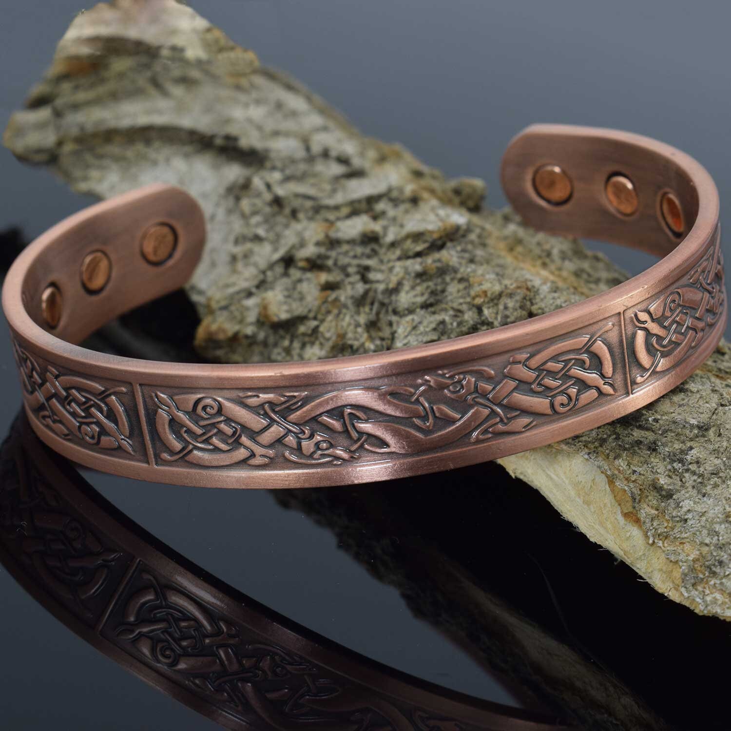 Mens Viking Bracelet Copper Cuff Torque Magnetic Solid Copper - Etsy