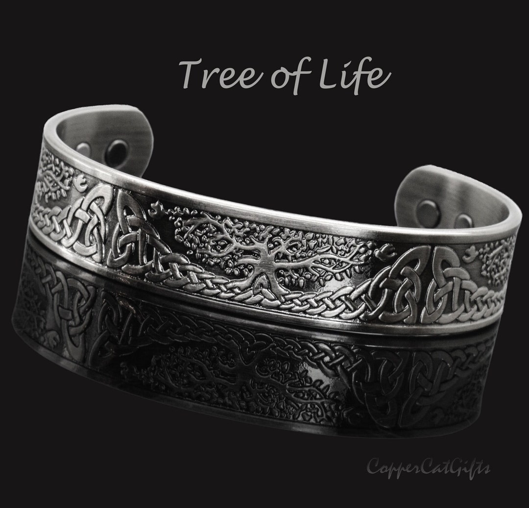 Irish Tree of Life Celtic Copper Bangle Copper Bracelet, Antique Silver ...