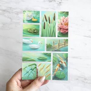 Quiet Pond Sticker Sheets | Journal Stickers With a Koi Pond, Ducks ...