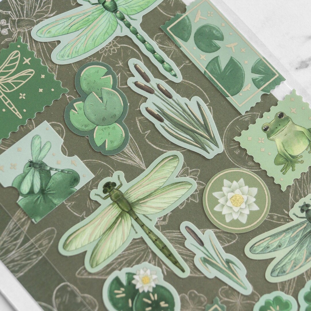 Dragonfly Pond Sticker Sheet With Silver Foil Details | Journal ...