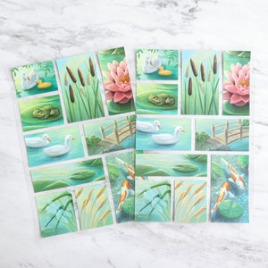 Quiet Pond Sticker Sheets | Journal Stickers With a Koi Pond, Ducks ...
