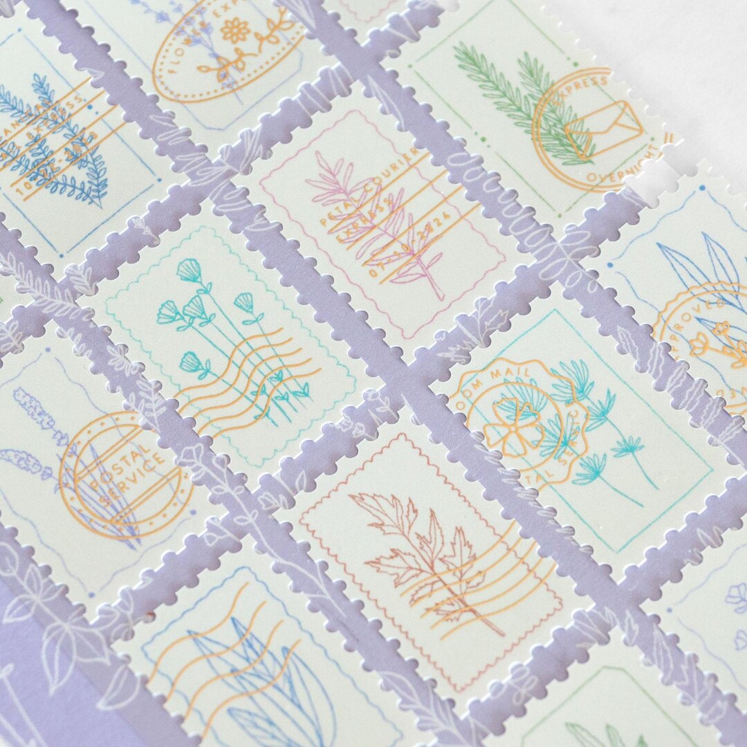 Petal Post Sticker Sheet With Gold Foil Details | Journal Stickers - Etsy