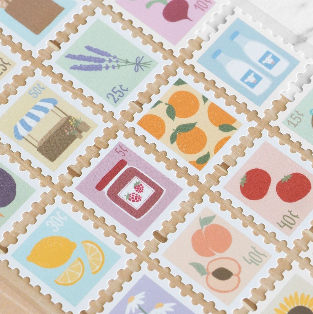 Farmers Market Stamps Sticker Sheet | Journal Stickers With a Farmers ...
