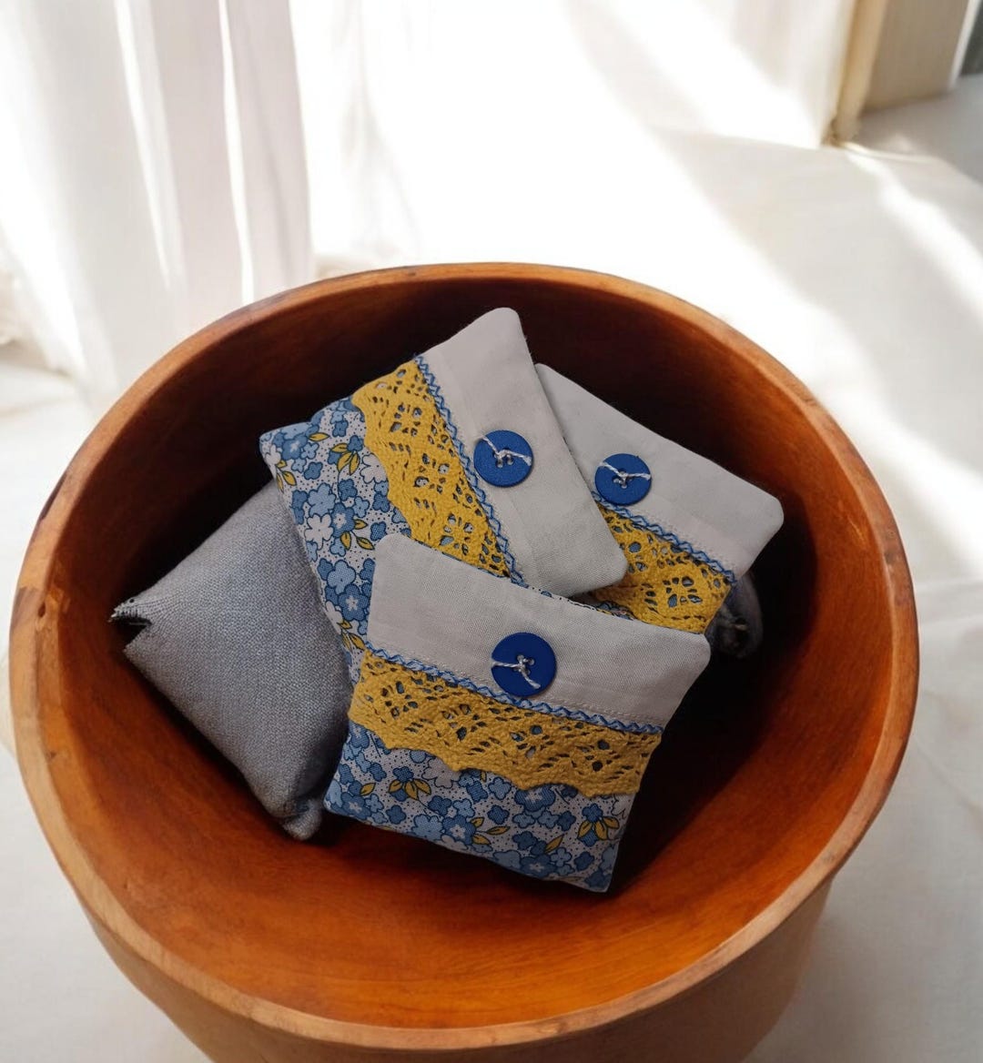 Handmade Sachet Bags\lavender Potpourri Pouches\yellow Hand Crochet ...