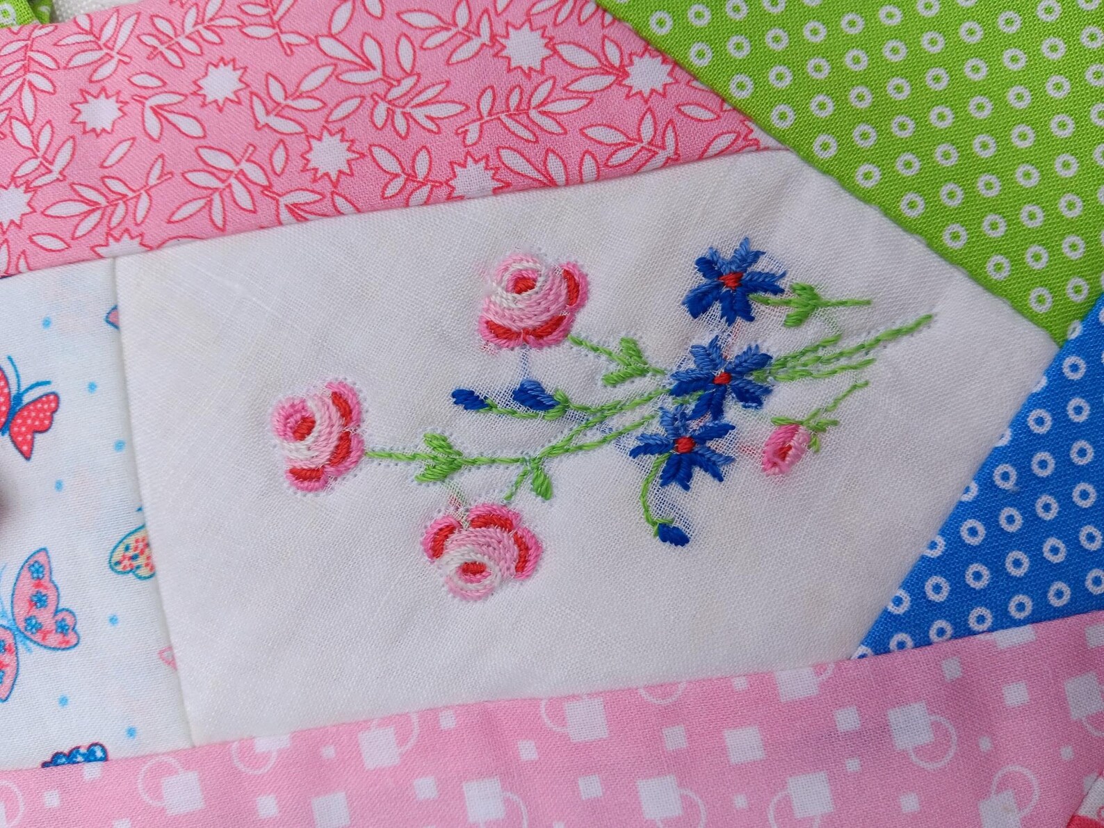 Small Purse, Clip-on Bag, Pink Rose, Blue Daisy, Repurposed Linen ...