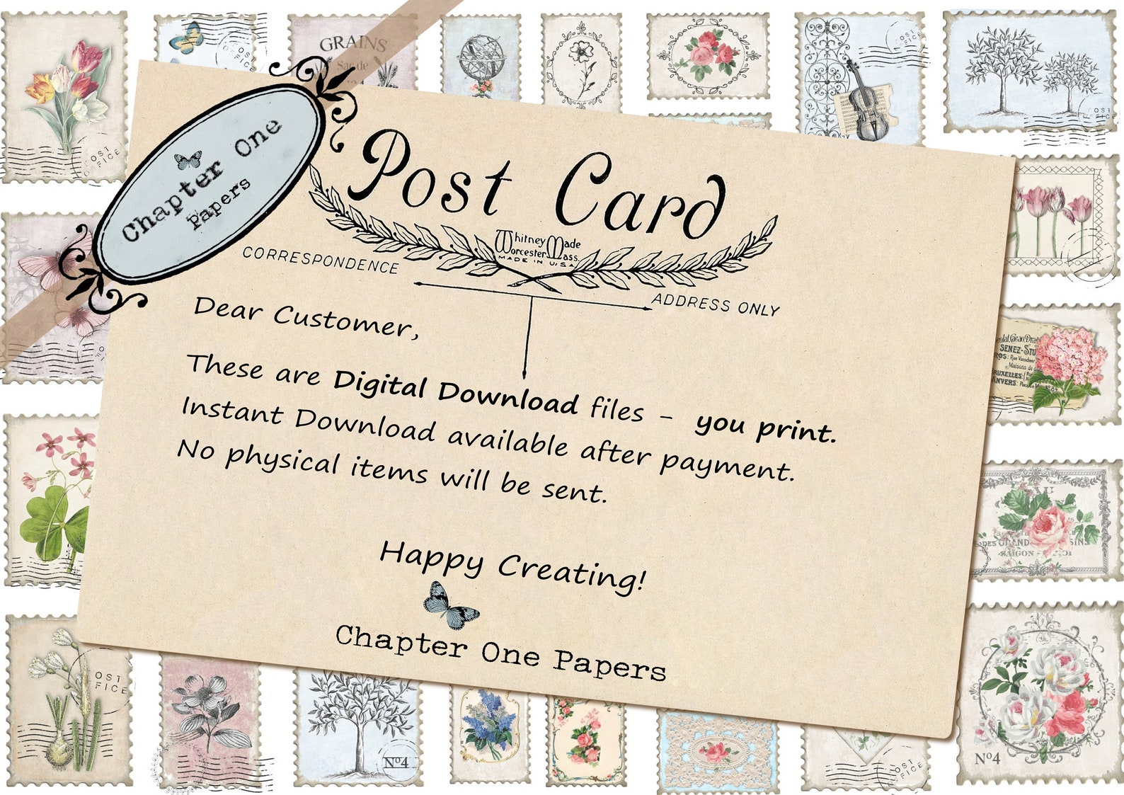 Pretty Stamps 1 Ephemera faux Digital Kit A4 SIZE for - Etsy UK