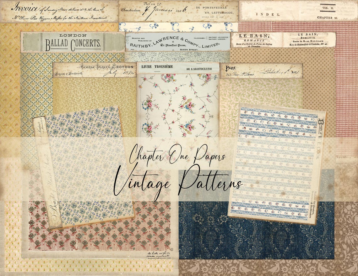 Vintage Patterns Junk Journal Papers Kit - Etsy