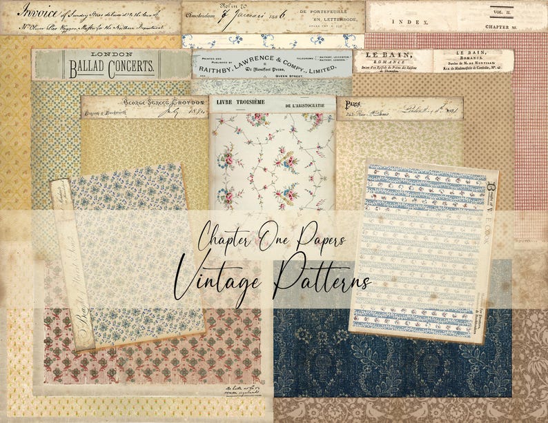 Vintage Patterns Junk Journal Papers Kit - Etsy