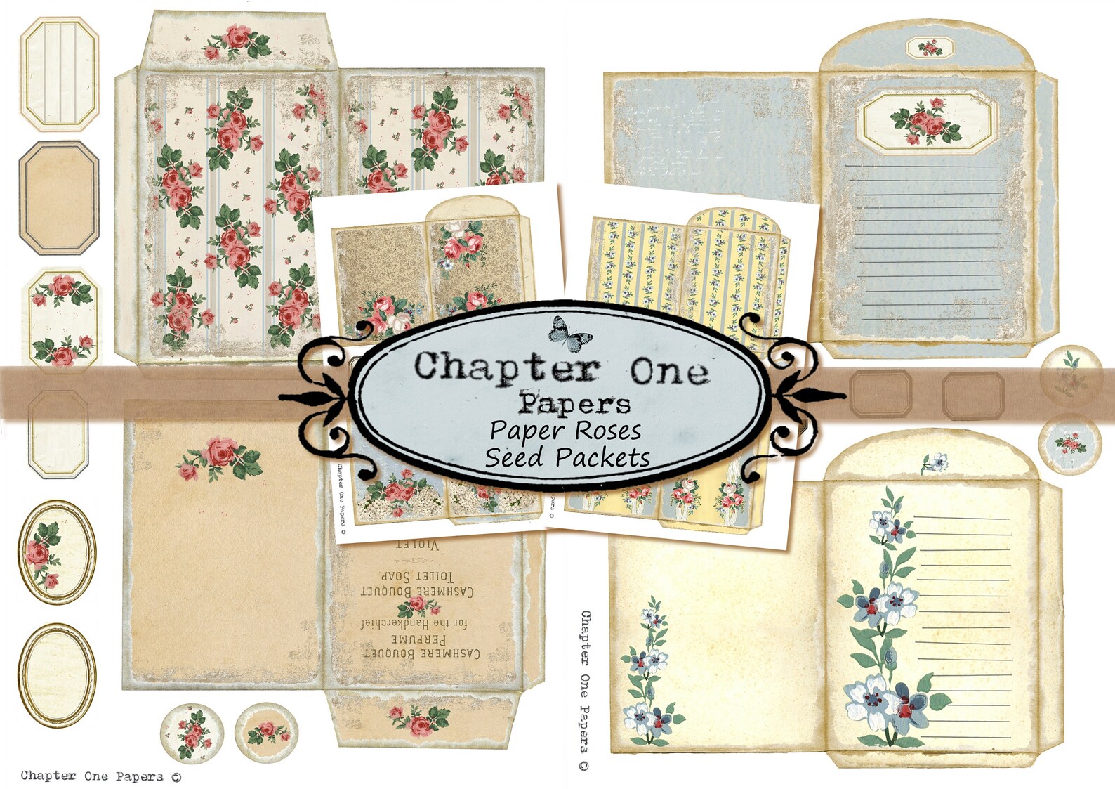 Paper Roses Seed Packets Digital Junk Journal Ephemera Kit US - Etsy UK