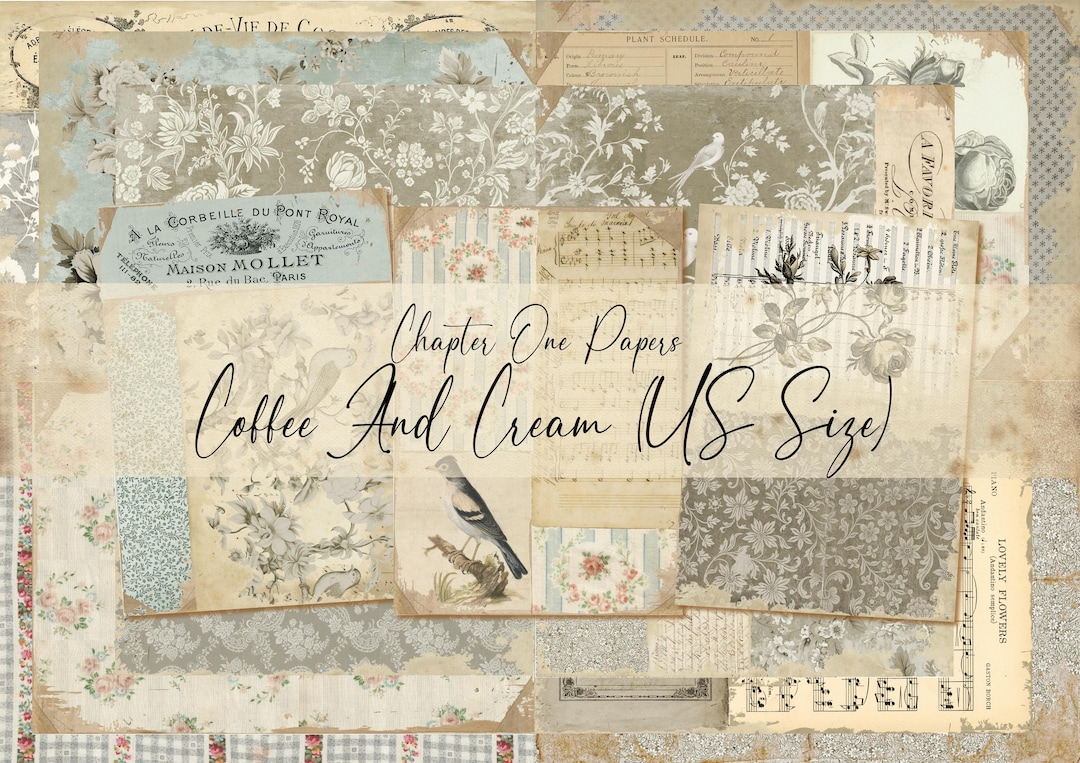 Coffee and Cream Junk Journal Papers Kit (US Letter Size) - Etsy