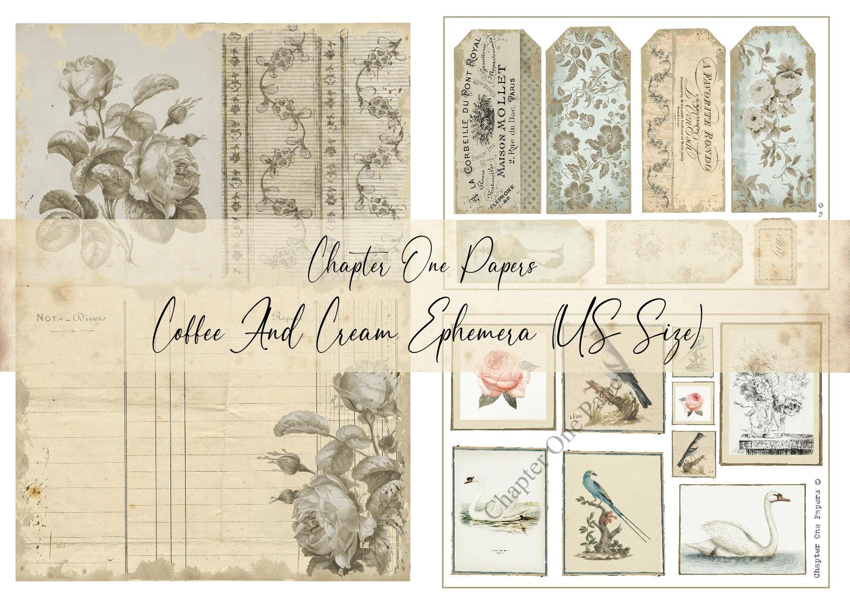 Coffee and Cream Ephemera Junk Journal Kit (US Letter Size) - Etsy