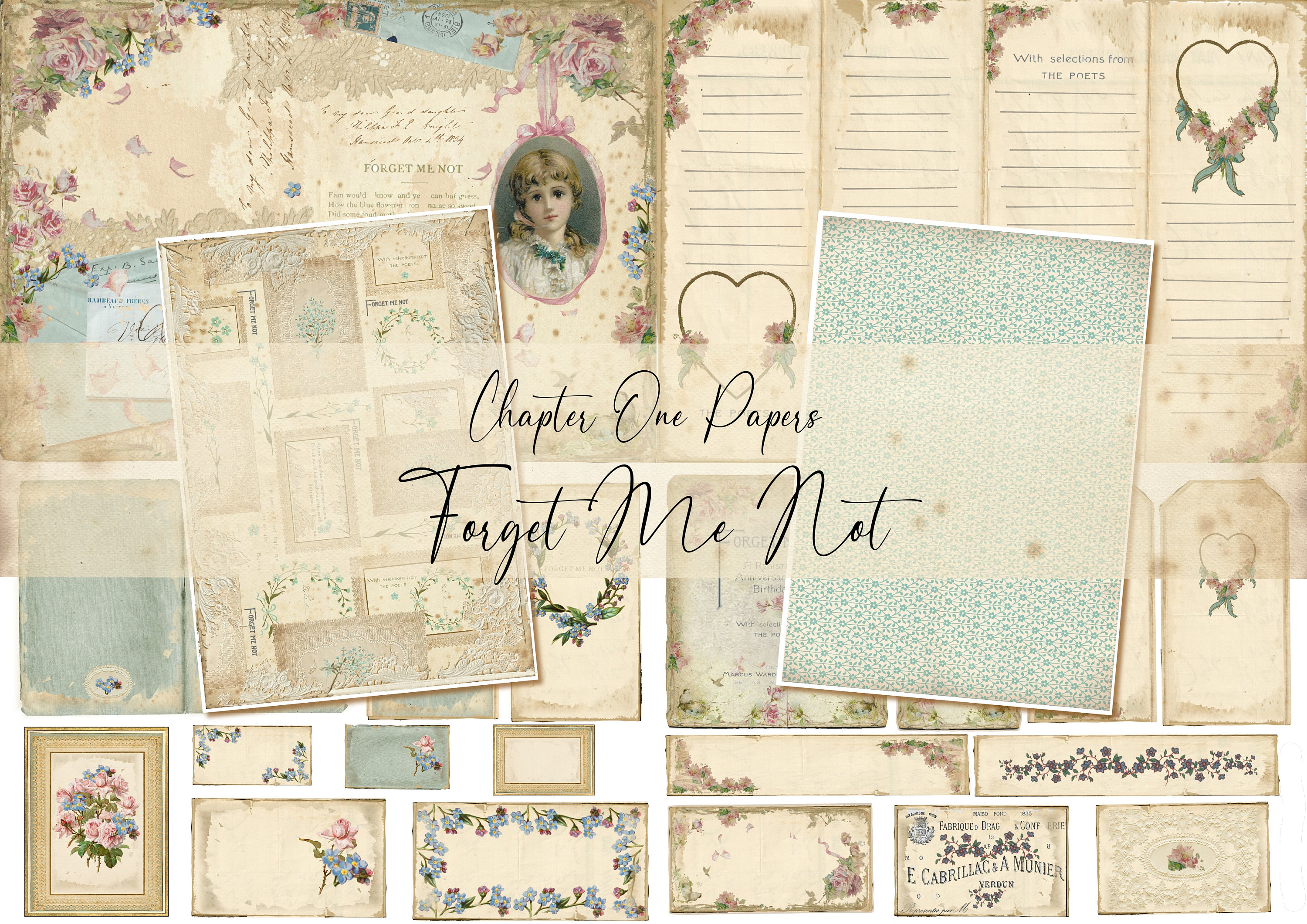 Forget Me Not Digital Junk Journal Kit (US Letter Size) - Etsy