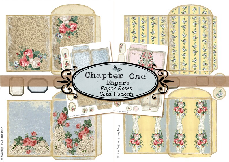 Paper Roses Seed Packets Digital Junk Journal Ephemera Kit US - Etsy UK
