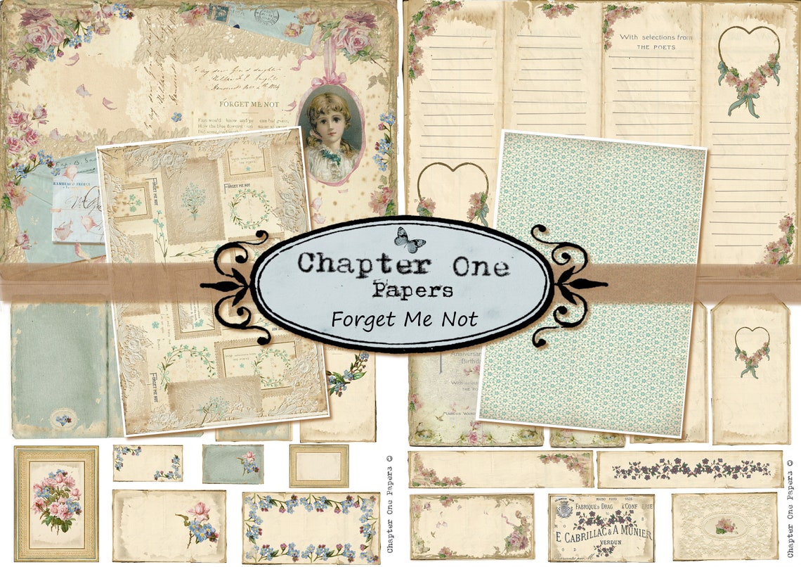 Forget Me Not Digital Junk Journal Kit US Letter Size for - Etsy UK