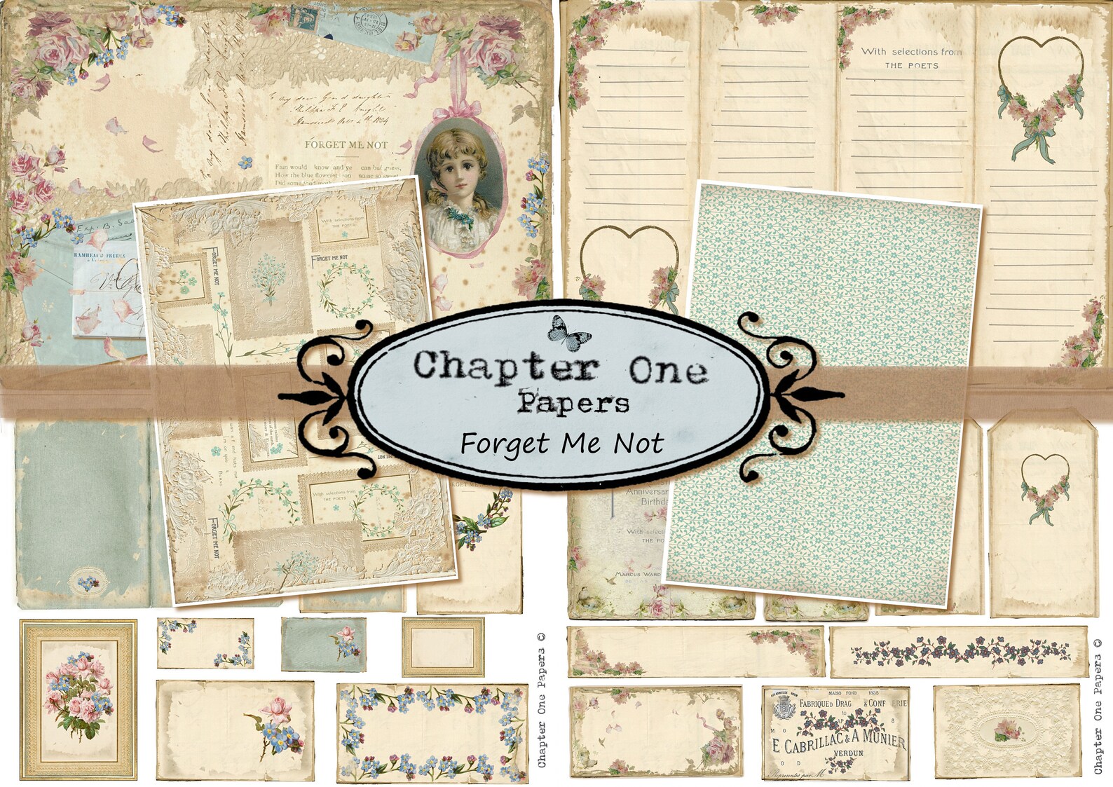 Forget Me Not Digital Junk Journal Kit US Letter Size for - Etsy UK