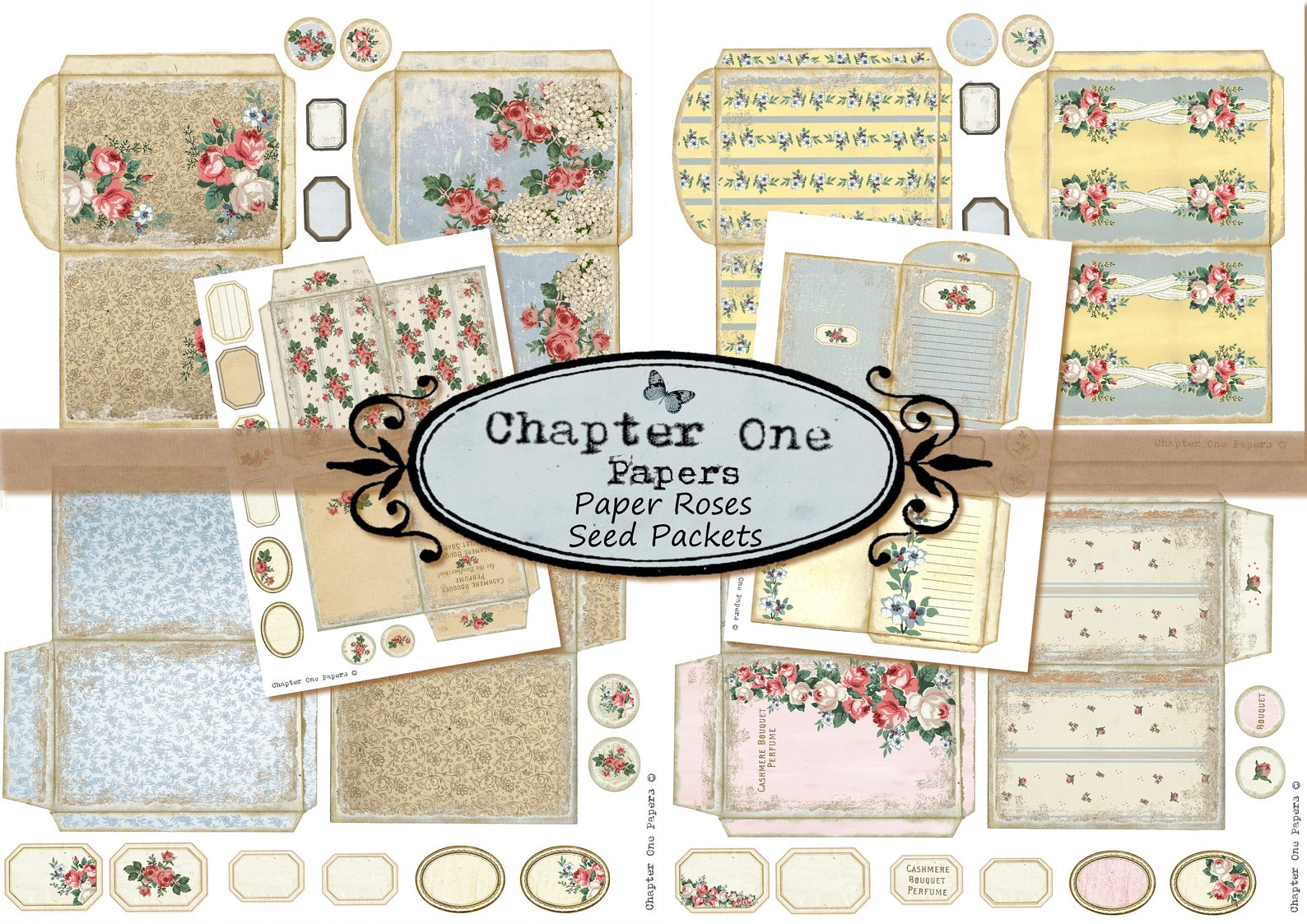 Paper Roses Seed Packets Digital Junk Journal Ephemera Kit US - Etsy UK